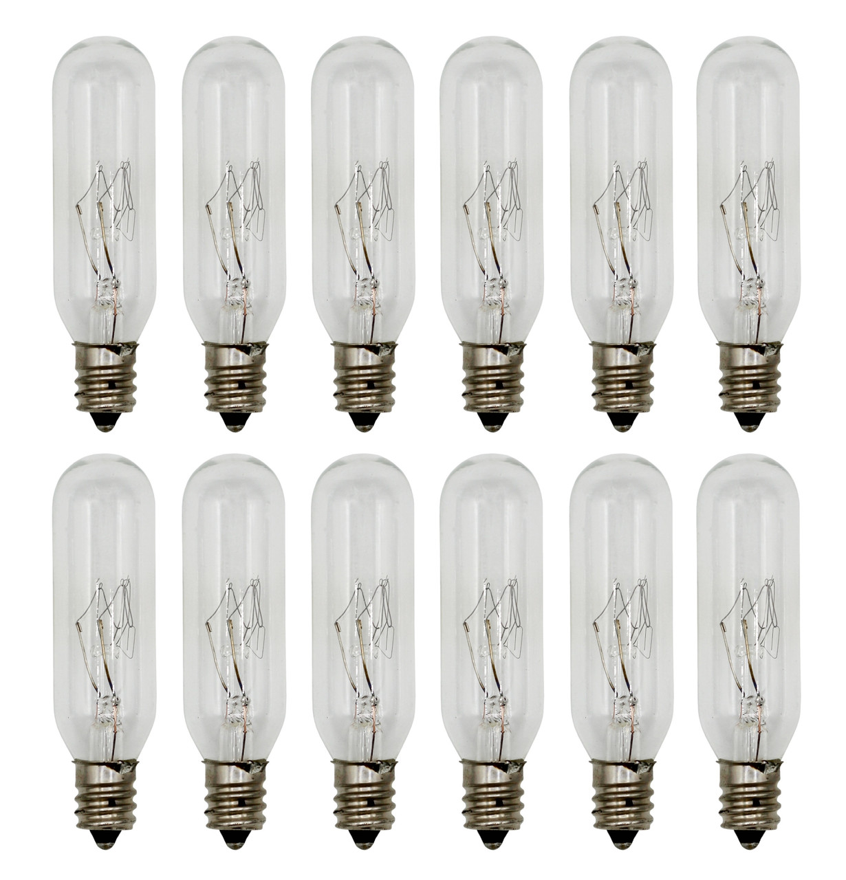25W T6 Incandescent Tubular Bulbs, 120V, E12 Candelabra Base, Clear ...