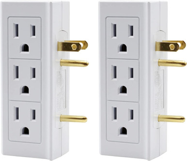 6 Outlet Vertical Extender Wall Tap - Split 2 Outlets Into 6 Grounded ...