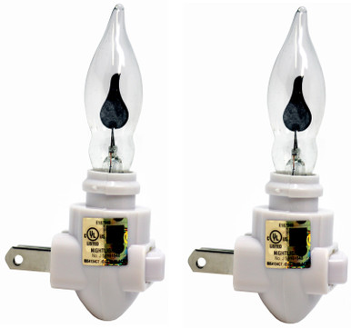 2 Pack -Plug in Night Light Modules White Plastic Include Flicker Night ...