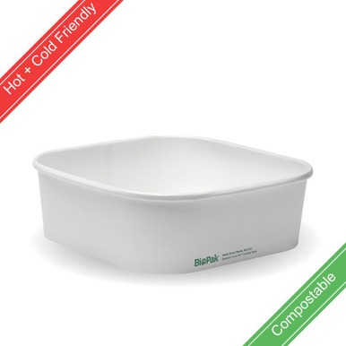1 000ml White Bioboard Square Takeaway Base 300 Carton