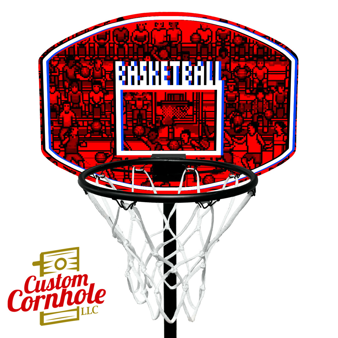 Pixel Art Standing Basketball Hoop - Custom Cornhole, LLC