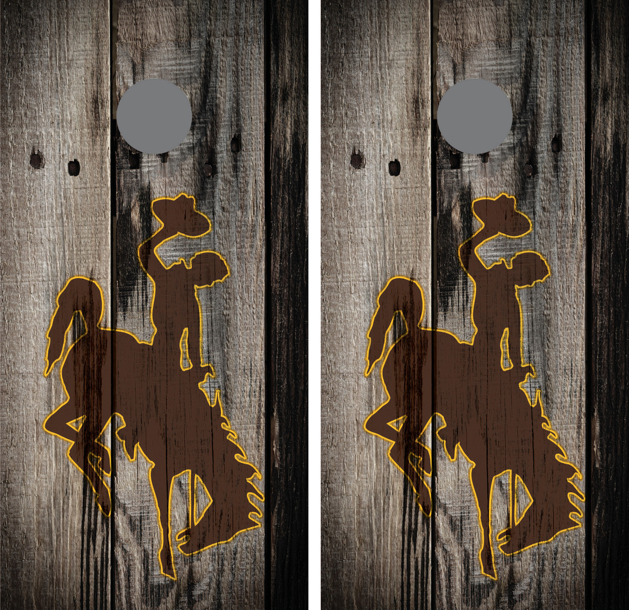 Wyoming Cowboys Version 3 Cornhole Set with Bags - Custom Cornhole, LLC