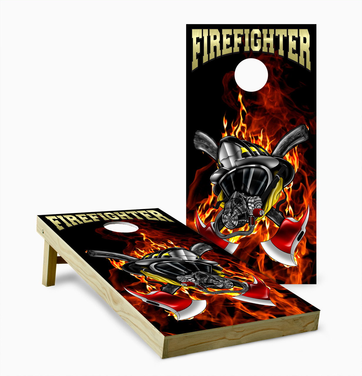 Firefighter Helmet Cornhole Set with Bags - Custom Cornhole, LLC