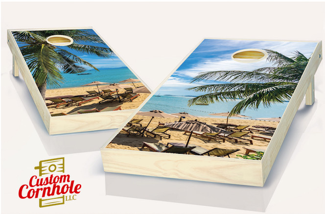 Sunny Beach Cornhole Set with Bags - Custom Cornhole, LLC