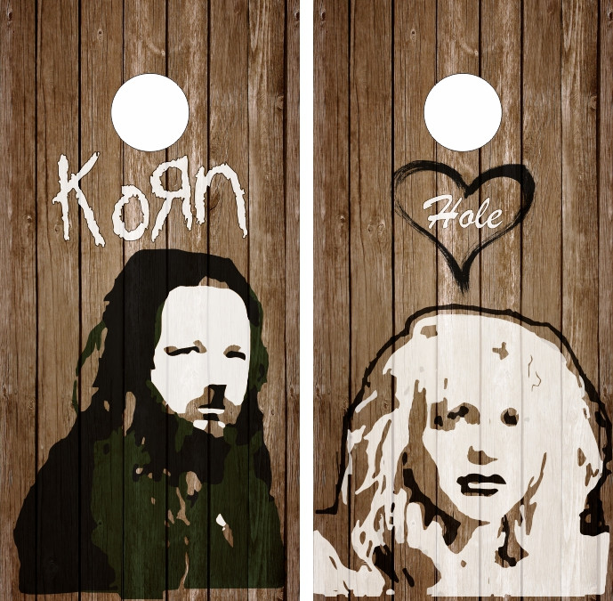 Korn and Courtney Love Cornhole Wraps - Set of 2 - Custom Cornhole, LLC