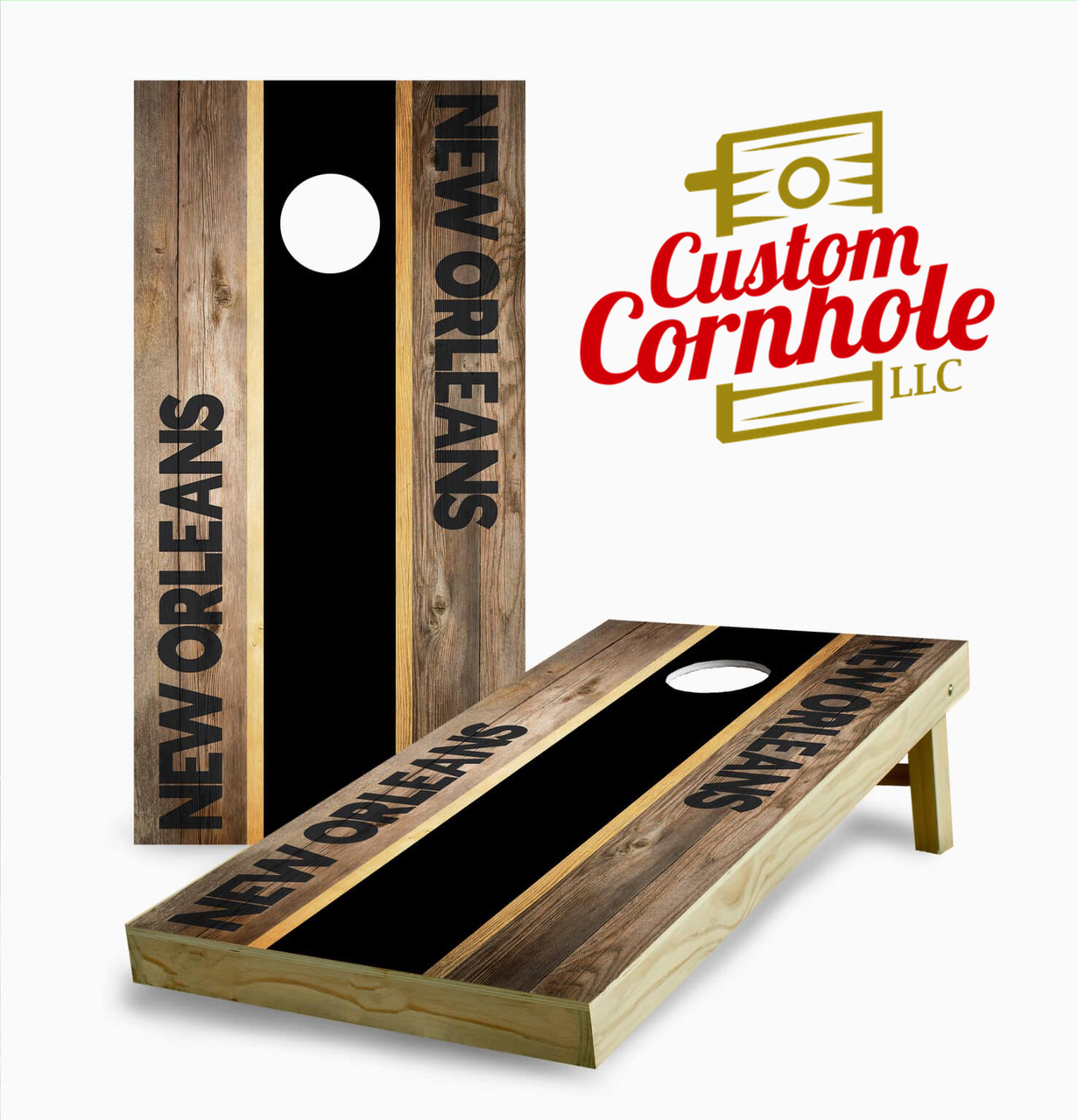 New Orleans Football Stained Stripe Cornhole Set with Bags - Custom ...