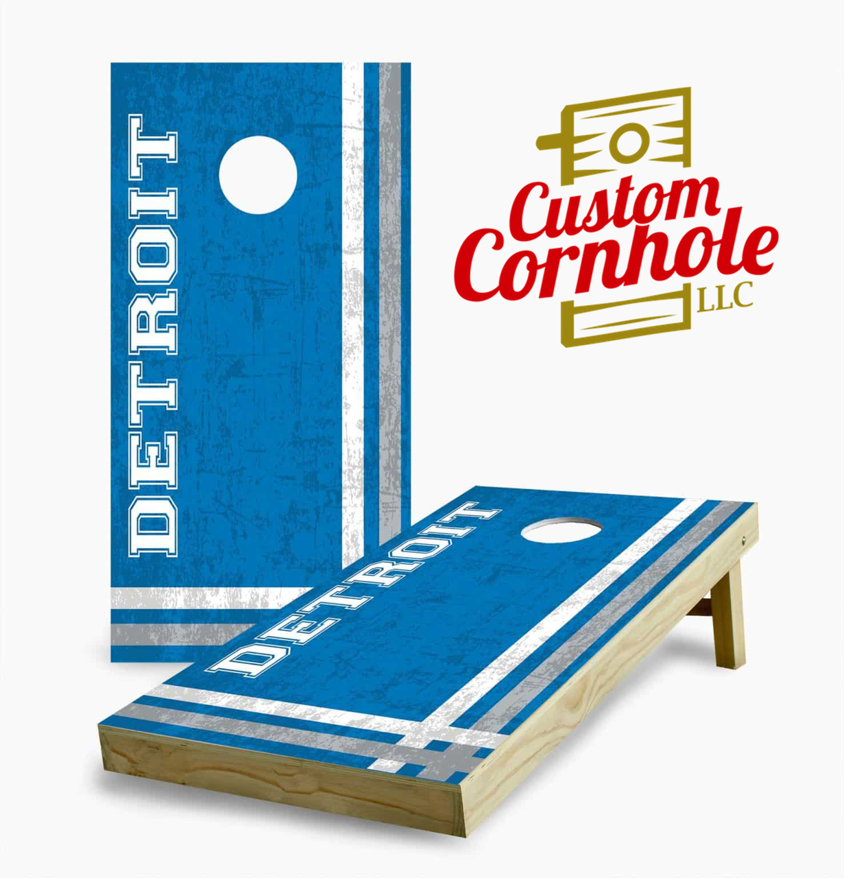 Detroit Football Four Stripe Cornhole Set with Bags - Custom Cornhole, LLC