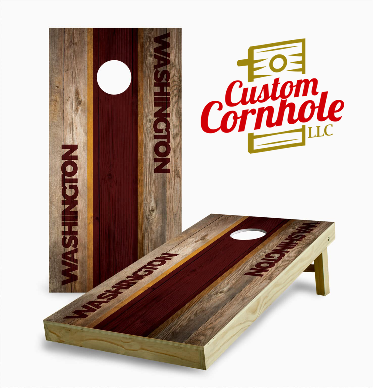 Washington Football Stained Stripe Cornhole Set with Bags - Custom ...