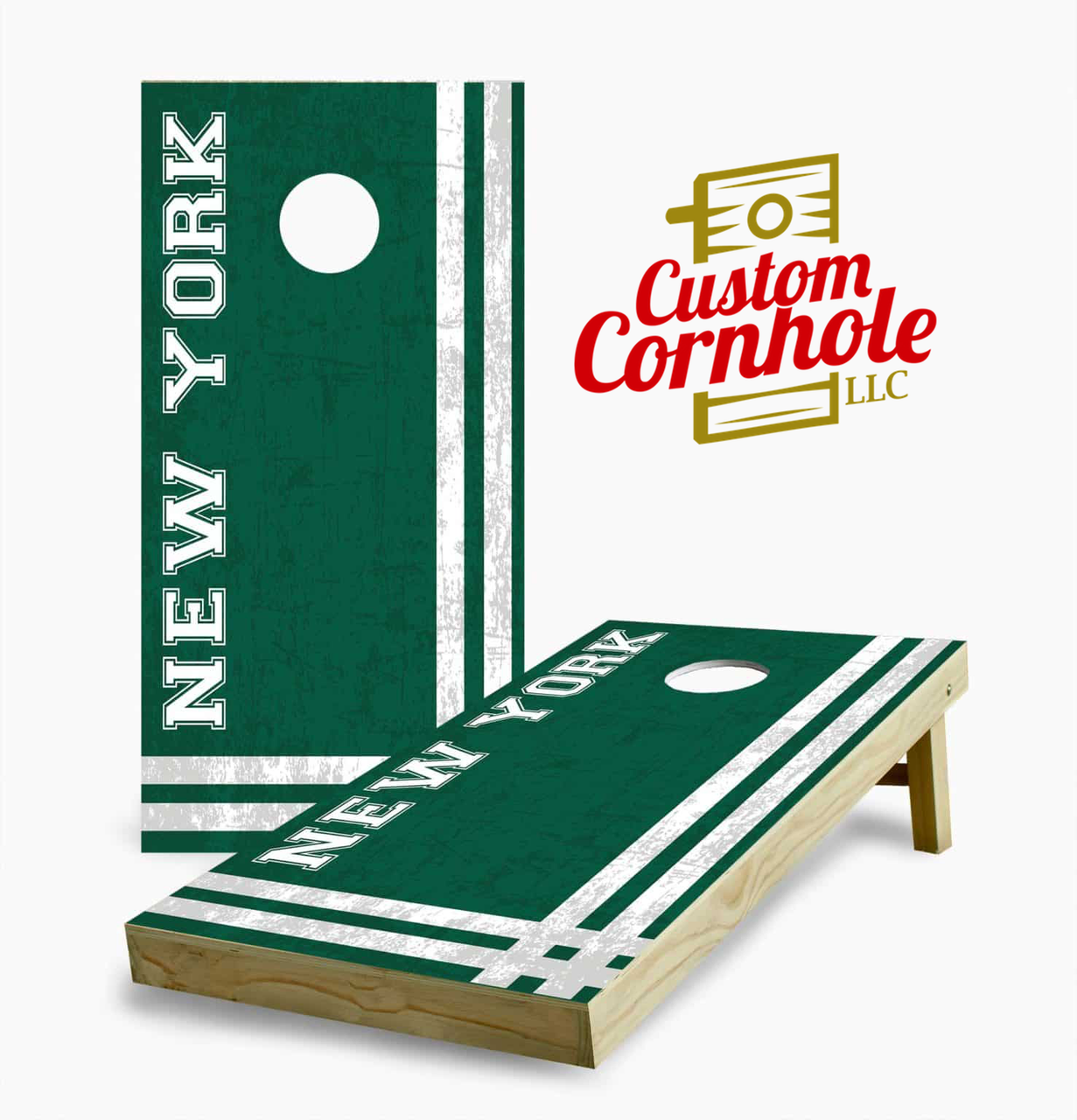New York Football Four Stripe Cornhole Set with Bags - Custom Cornhole, LLC