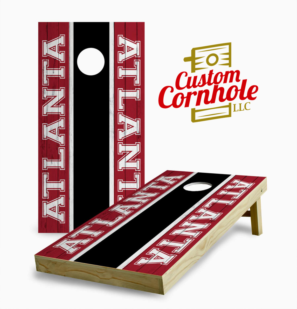 Atlanta Football Striped Cornhole Set with Bags - Custom Cornhole, LLC