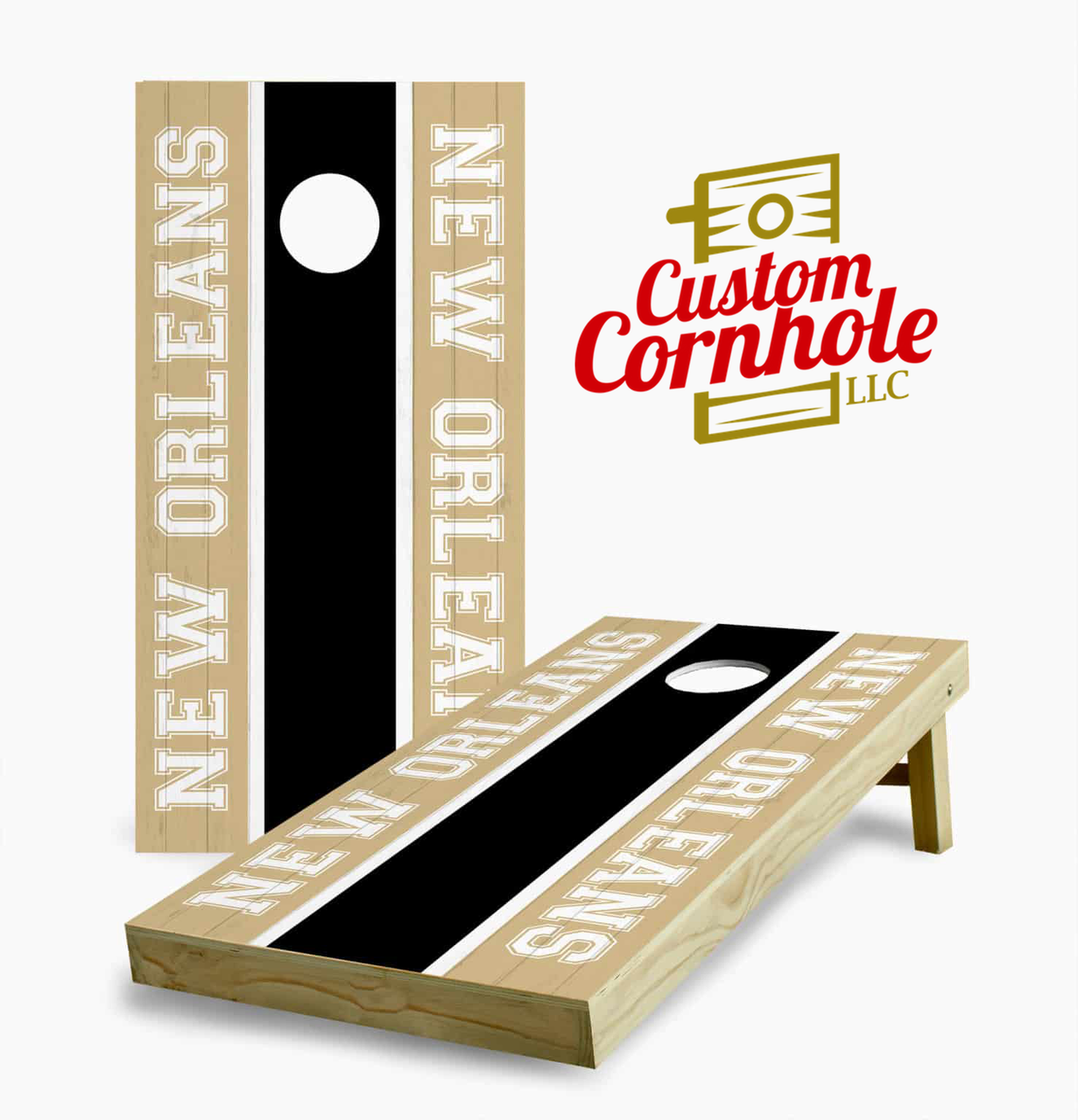 New Orleans Saints Striped Cornhole Set with Bags - Custom Cornhole, LLC