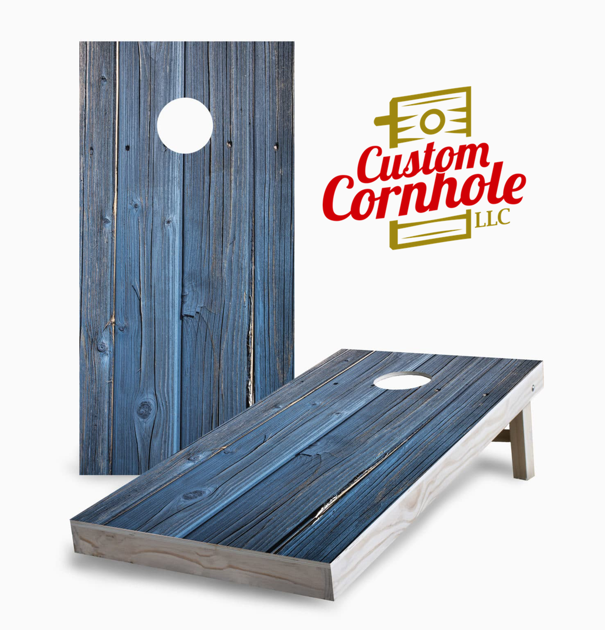 Blue Wood Cornhole Set with Bags - Custom Cornhole, LLC
