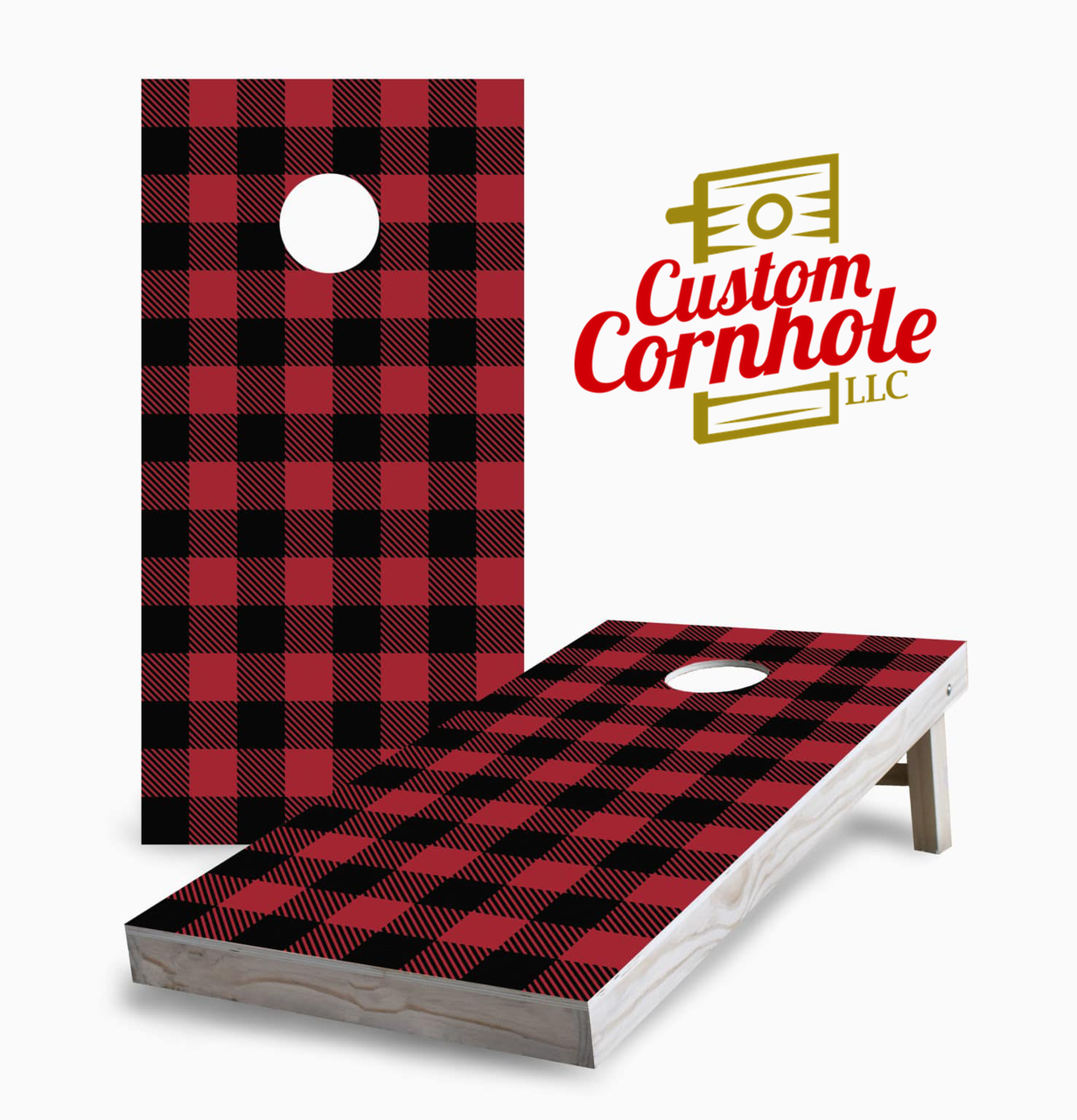 Red Buffalo Plaid Cornhole Set with Bags - Custom Cornhole, LLC