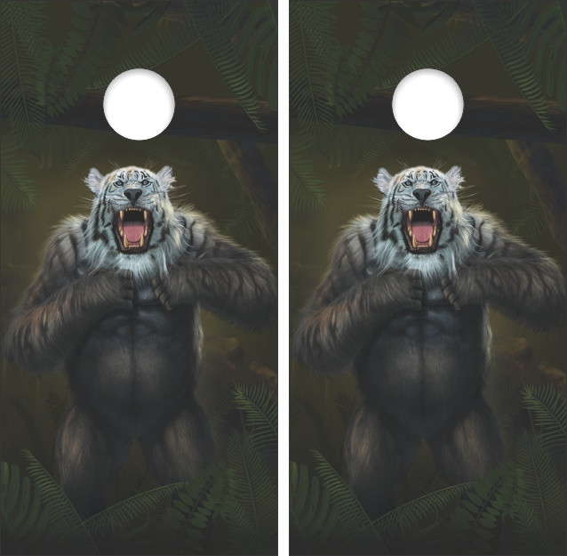 Tigerilla White Tiger Version Cornhole Set with Bags - Custom Cornhole, LLC