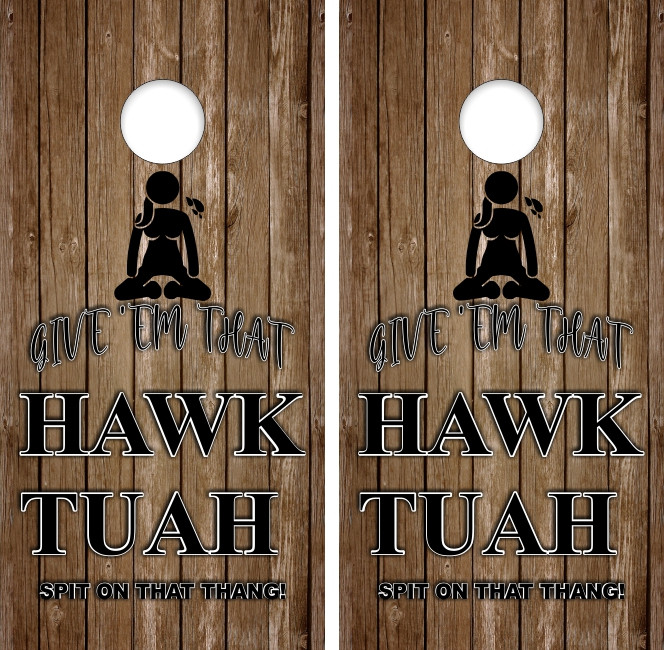 Hawk Tuah Version 5 Cornhole Wraps - Set of 2 - Custom Cornhole, LLC