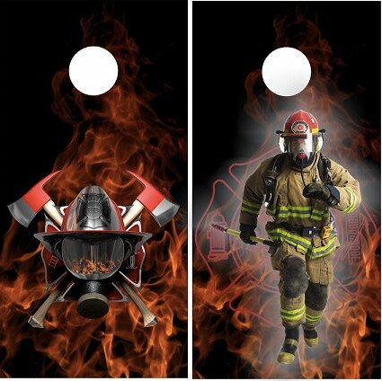 Fire Rescue Black Cornhole Wraps - Set of 2 - Custom Cornhole, LLC