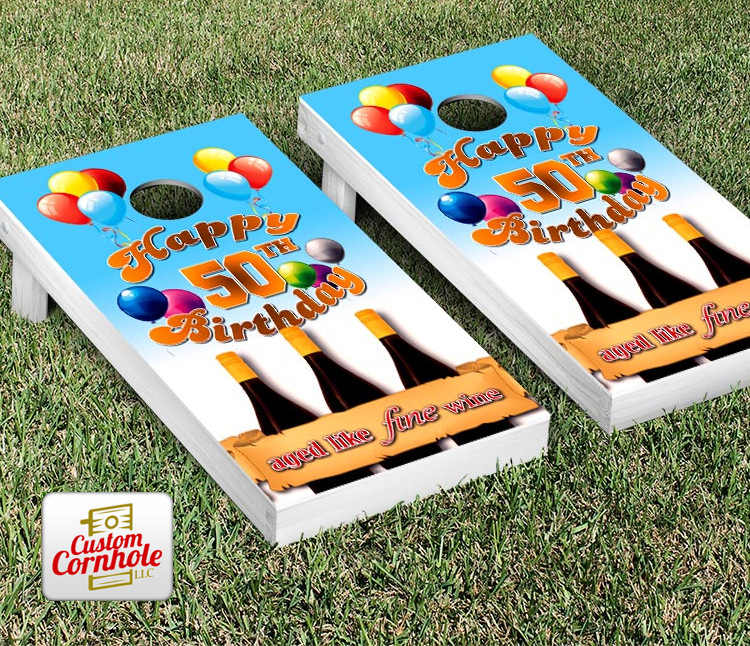 50th Birthday Cornhole Set with Bags - Custom Cornhole, LLC
