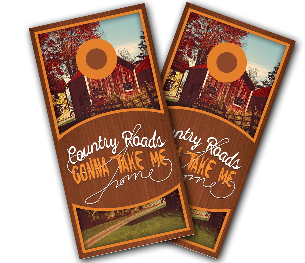 Country Roads Cornhole Wraps - Set of 2 - Custom Cornhole, LLC