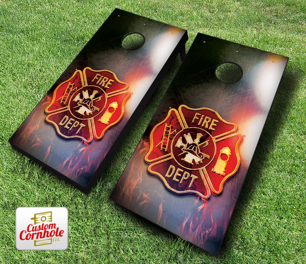 Fire Badge Cornhole Set with Bags - Custom Cornhole, LLC