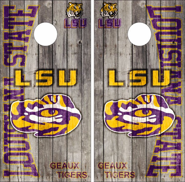 LSU Tigers Version 2 Cornhole Wraps - Custom Cornhole, LLC
