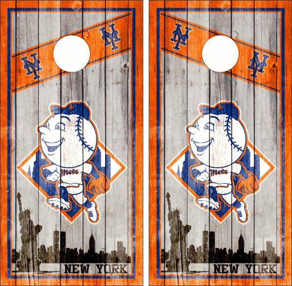 New York Mets Version 4 Cornhole Wraps - Set of 2 - Custom Cornhole, LLC