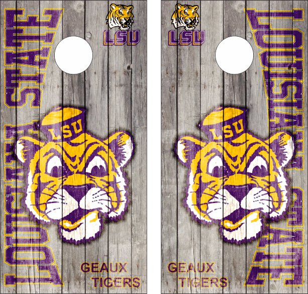 LSU Tigers Version 14 Cornhole Wraps - Set of 2 - Custom Cornhole, LLC