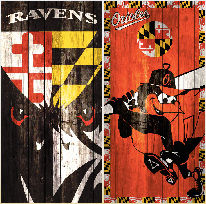 Baltimore Orioles and Ravens Cornhole Wraps - Set of 2 - Custom ...