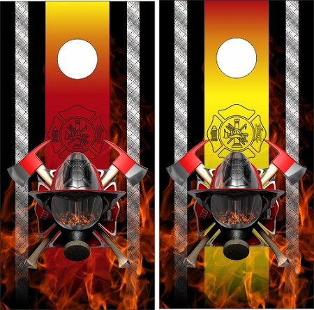 Firefighter Flame Cornhole Wraps - Set of 2 - Custom Cornhole, LLC