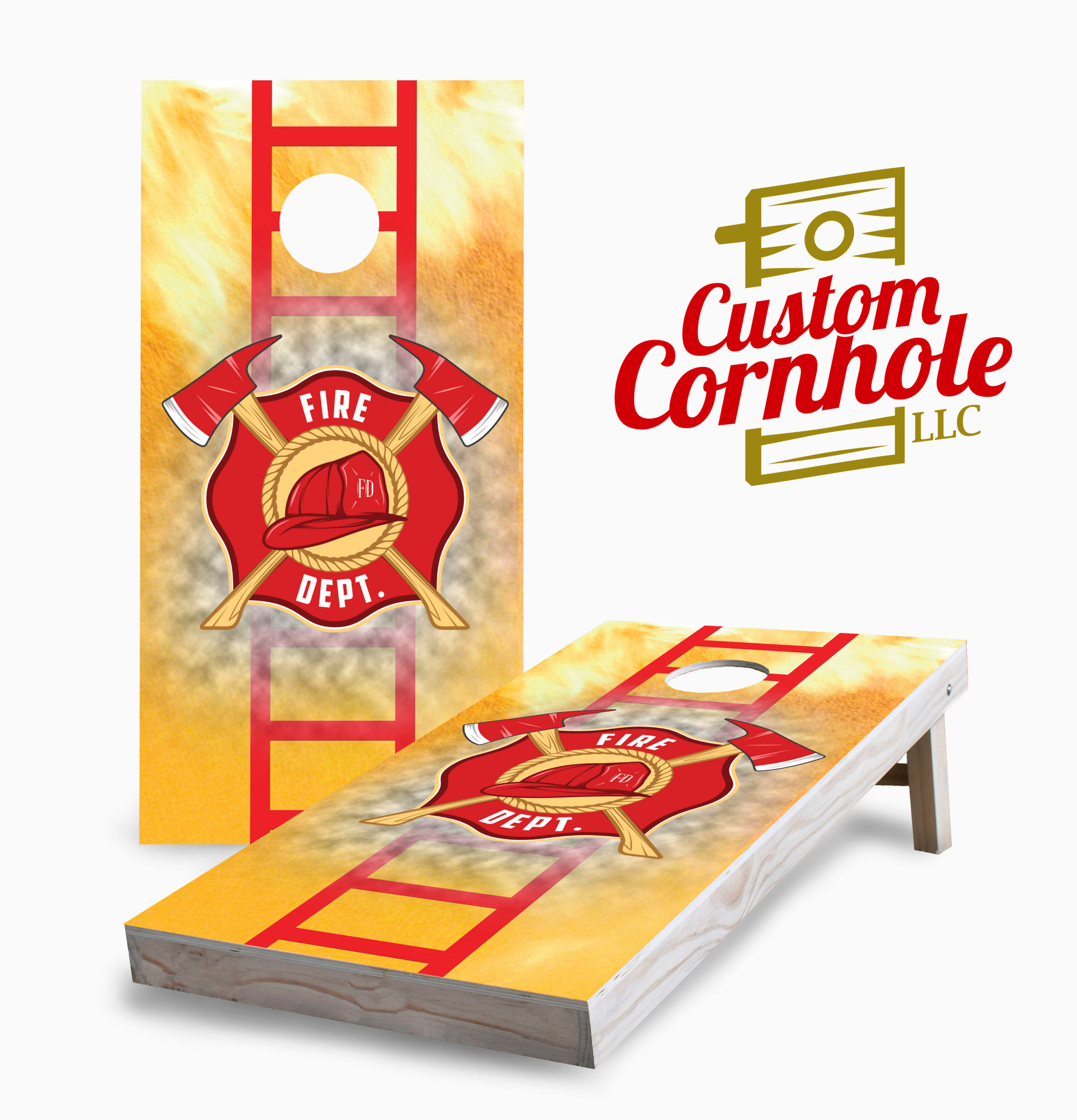 Fire Ladder Cornhole Set with Bags - Custom Cornhole, LLC