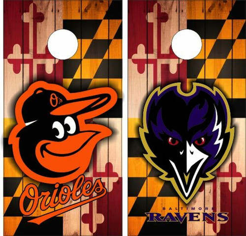 Baltimore Ravens and Orioles Cornhole Set with Bags - Custom Cornhole, LLC