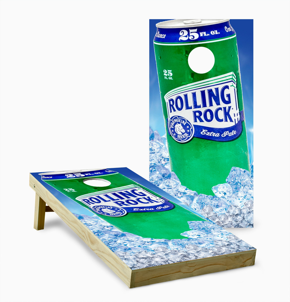 Rolling Rock Beer Can Cornhole Set with Bags - Custom Cornhole, LLC
