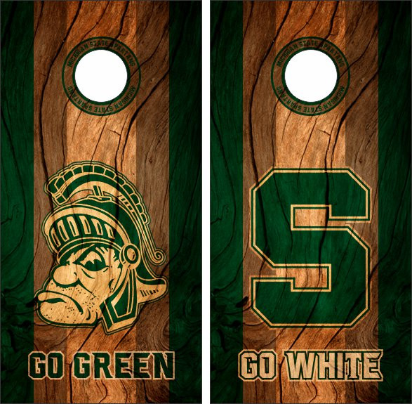 Michigan State Spartans Version 6 Cornhole Wraps - Set of 2 - Custom ...