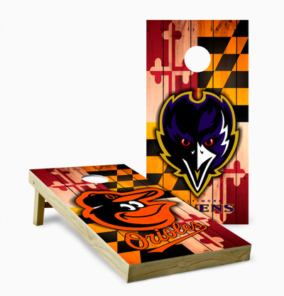 Baltimore Ravens and Orioles Cornhole Set with Bags - Custom Cornhole, LLC
