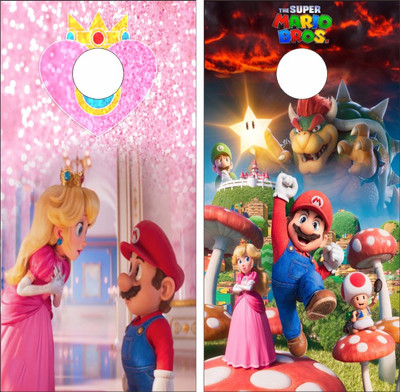 Mario Bros and Princess Peach Cornhole Wraps - Set of 2 - Custom ...