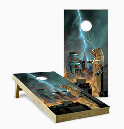 Catzilla vs Robot Cornhole Set with Bags - Custom Cornhole, LLC