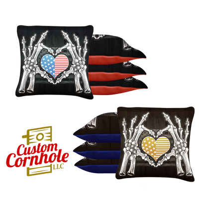 Bone Hand Heart Flag Tournament Cornhole Bags - Set of 8 - Custom ...