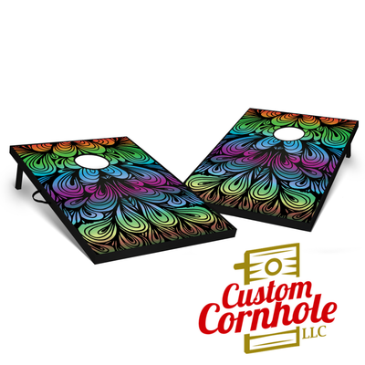 Tailgate Rainbow Swirl Cornhole Set with Bags - Custom Cornhole, LLC