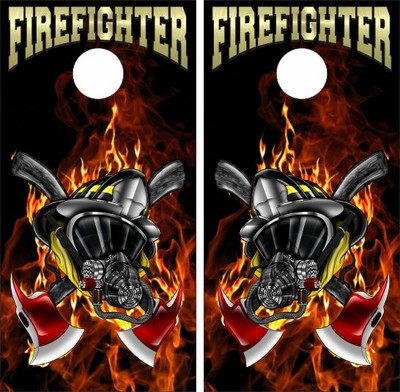 Firefighter Helmet Cornhole Wraps - Set of 2 - Custom Cornhole, LLC