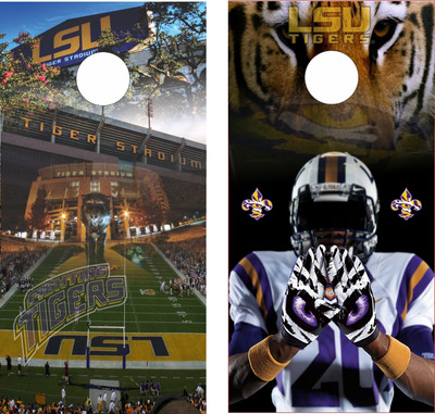 LSU Tigers Version 3 Cornhole Wraps - Set of 2 - Custom Cornhole, LLC