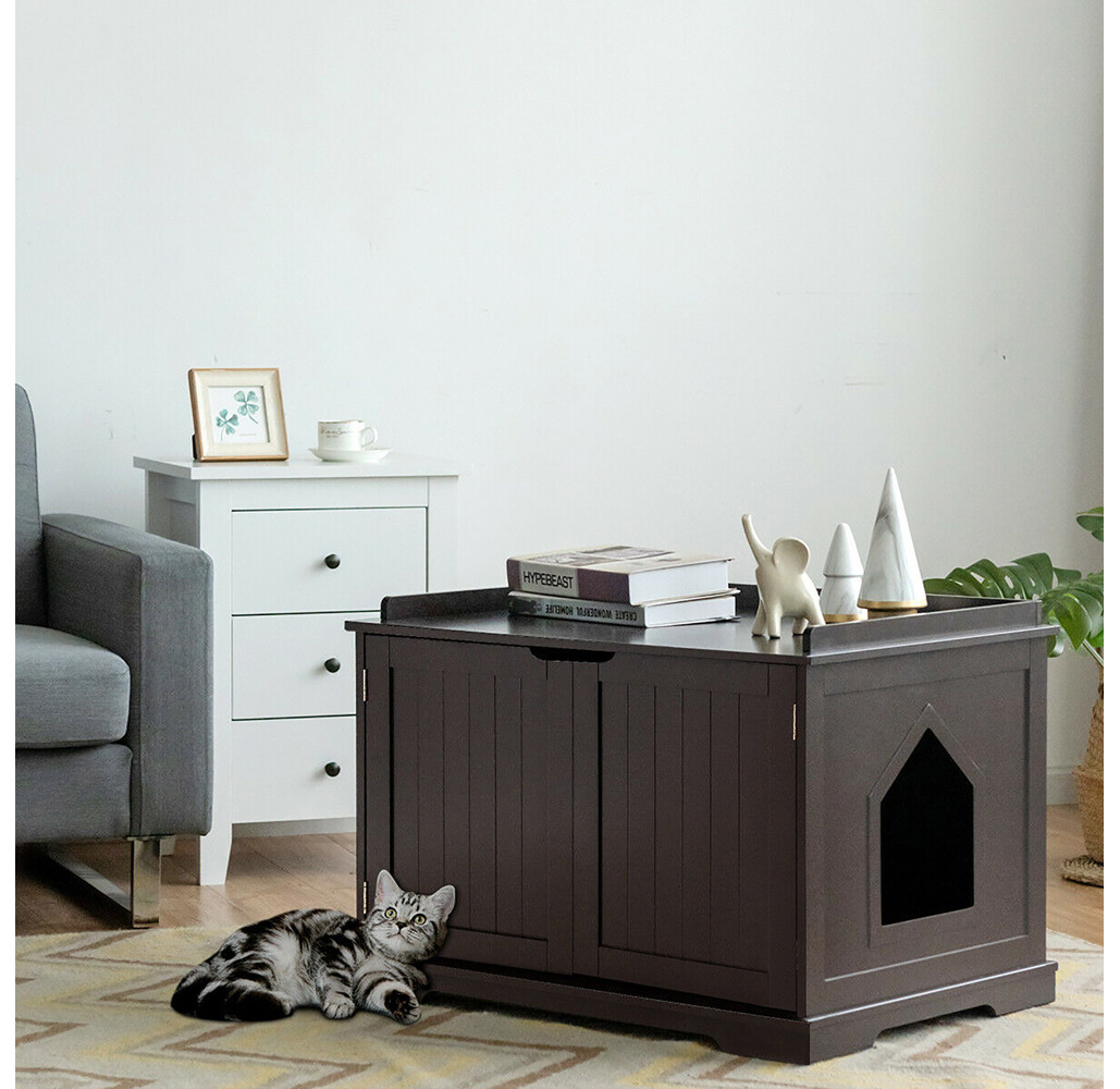 Cat Litter Box Cabinet Storage Bench - DailySteals