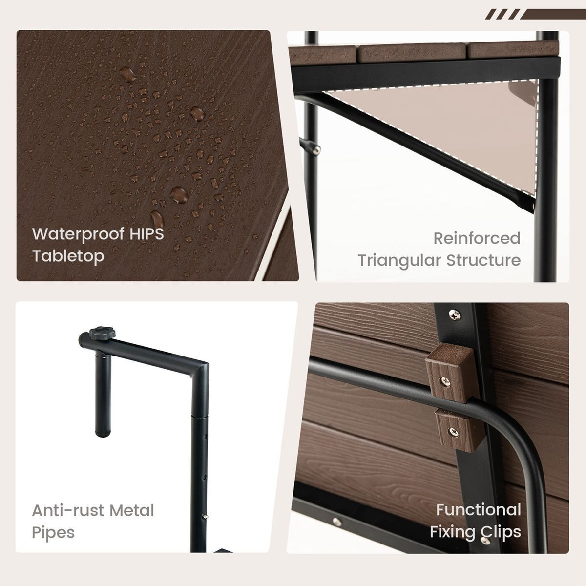 Folding Hanging Table with 3-Level Adjustable Height - DailySteals