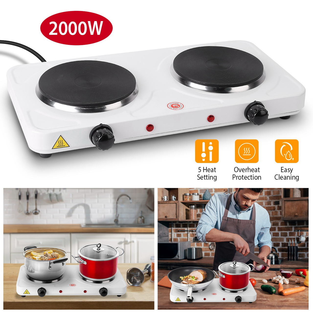 iNova™ 2,000-Watt Portable Dual Burner Stove - DailySteals