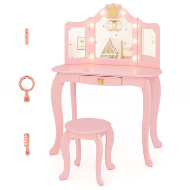Kids Lighted Princess Vanity Table and Chair - DailySteals