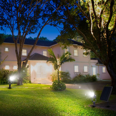 Solarek® Twin Outdoor Spotlights with Daylight Sensor & Solar Panel ...