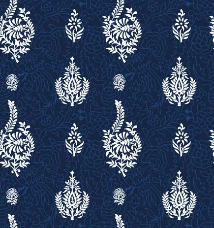 Block 01 Repeat Pattern Blue Printed Tea Towel, Made In Australia