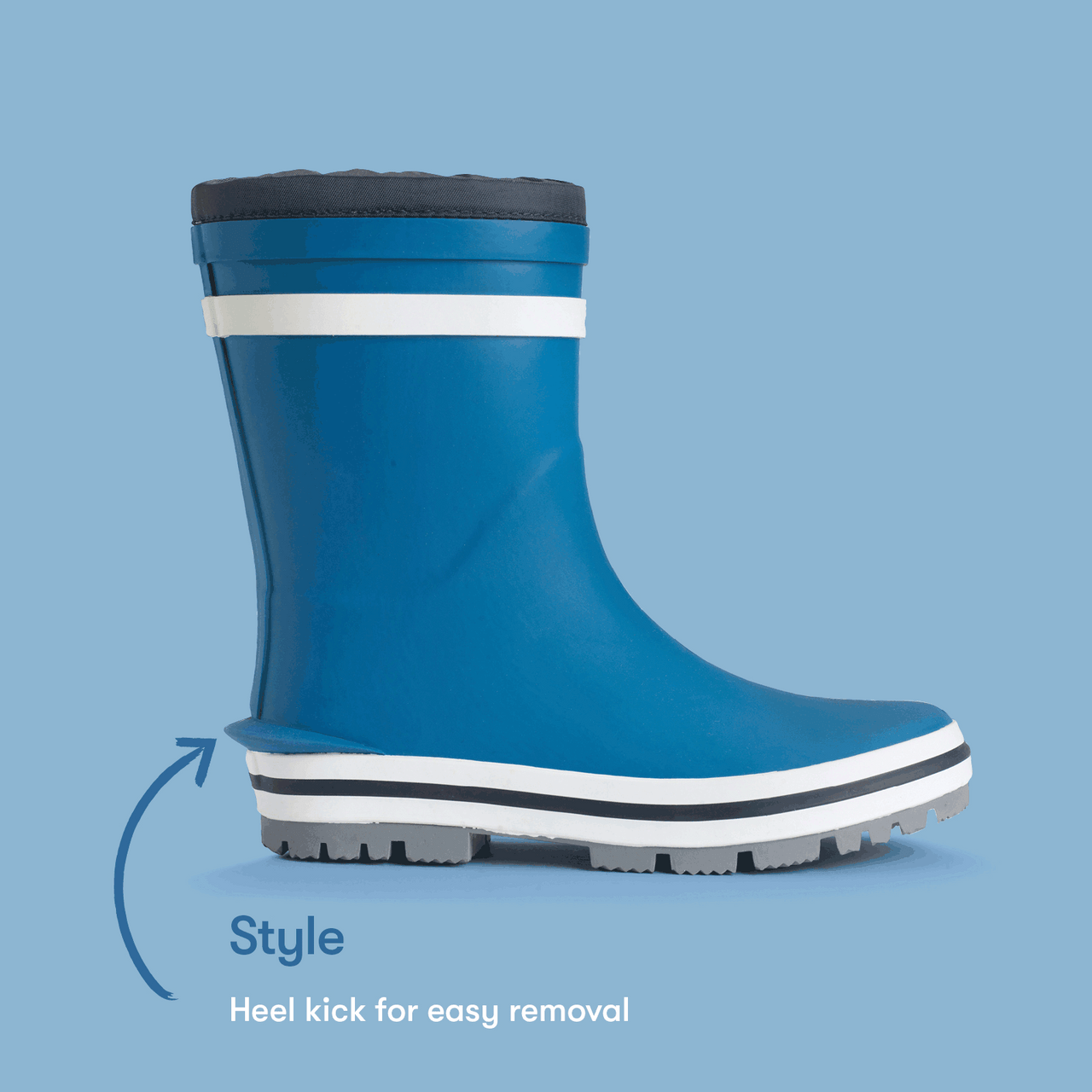 Little Puddle, Blue slip on waterproof wellies