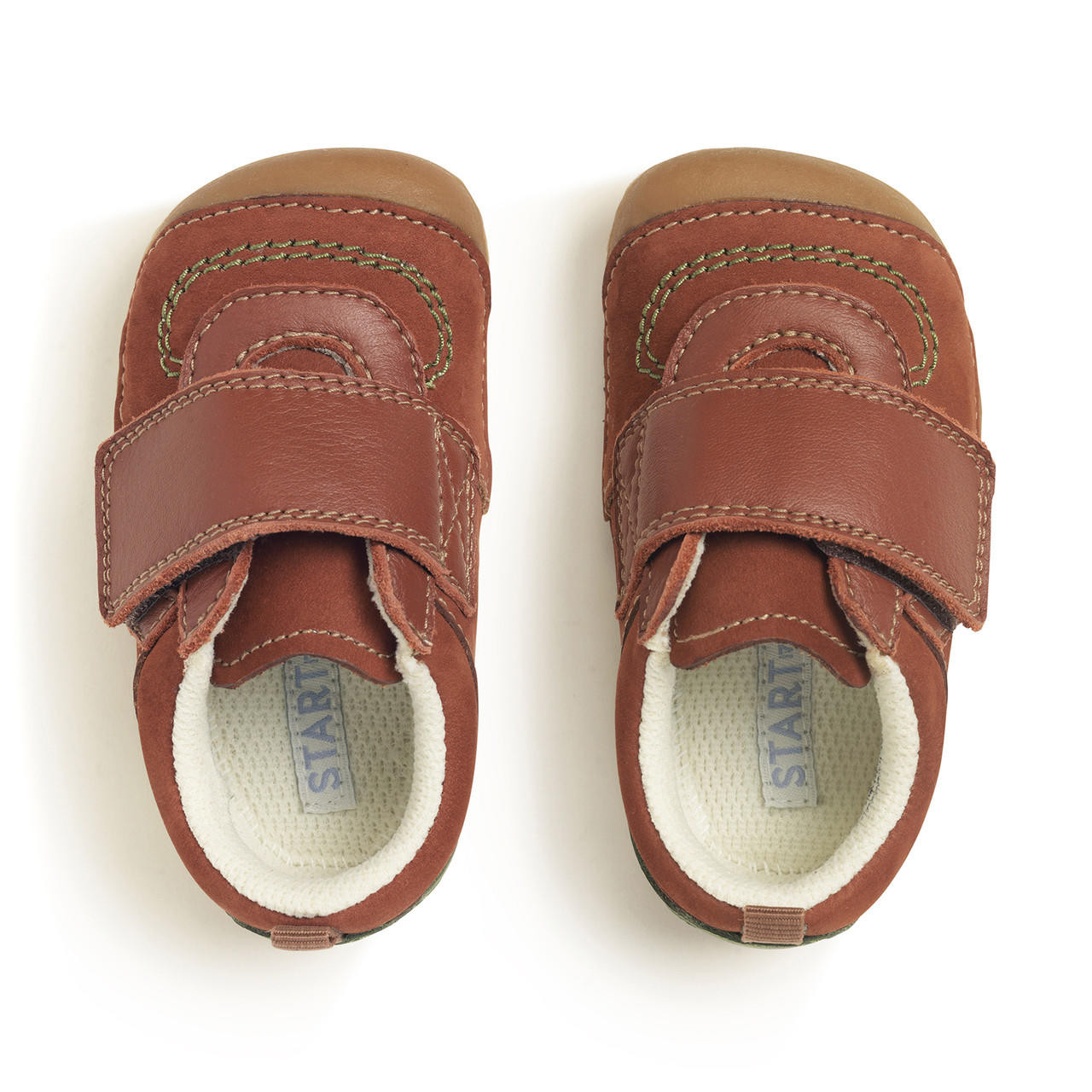 Shuffle, Dark brown leather/nubuck boys rip-tape pre-walking shoes