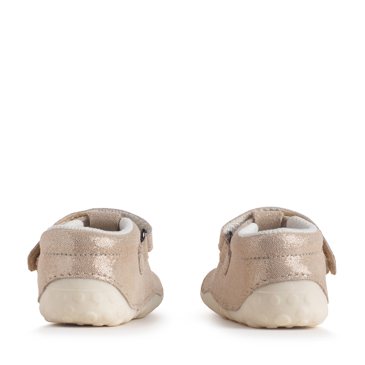 Wiggle, pale gold glitter nubuck girls t-bar pre-walker shoes