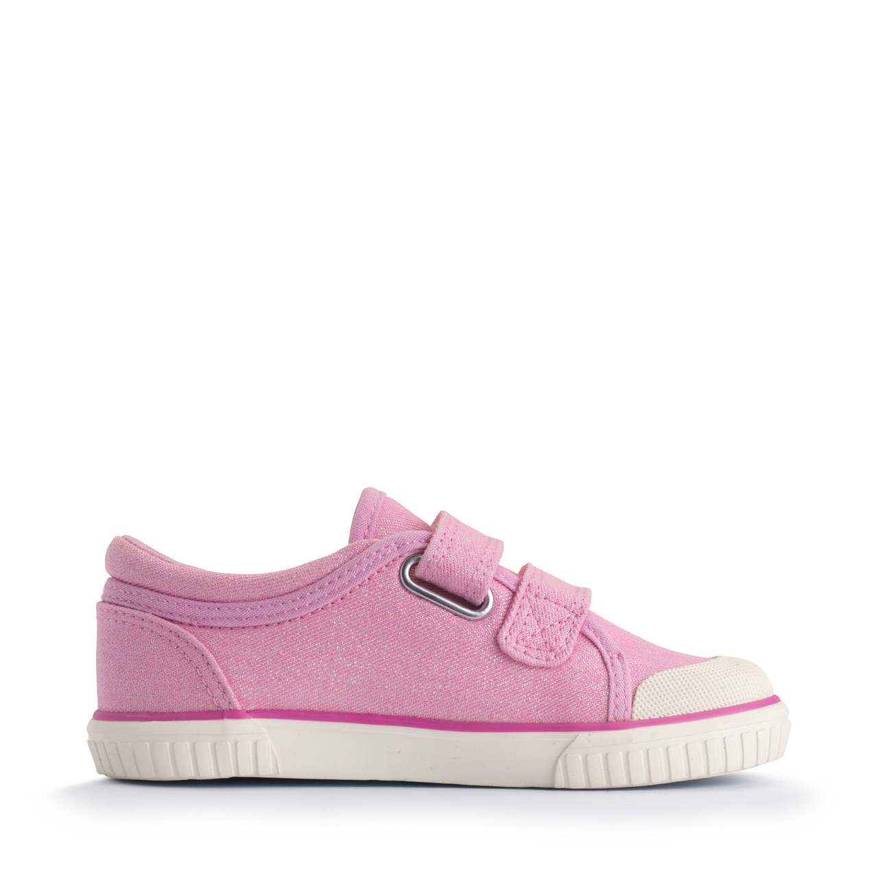 Sandy Beach, Pink glitter rainbow girls closed rip-tape canvas shoes