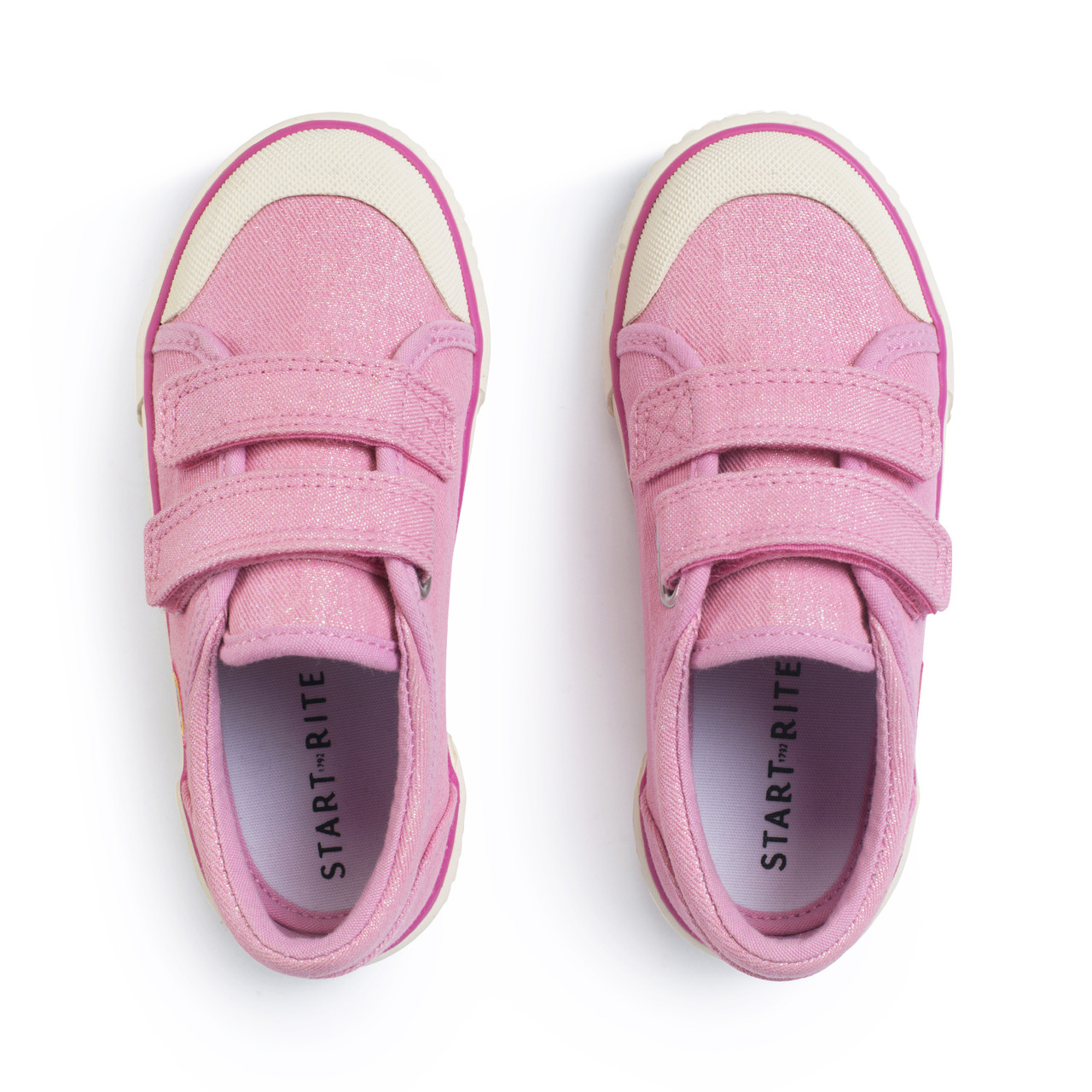 Sandy Beach, Pink glitter rainbow girls closed rip-tape canvas shoes